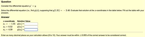 Solved Question Consider The Differential Equation Y′y