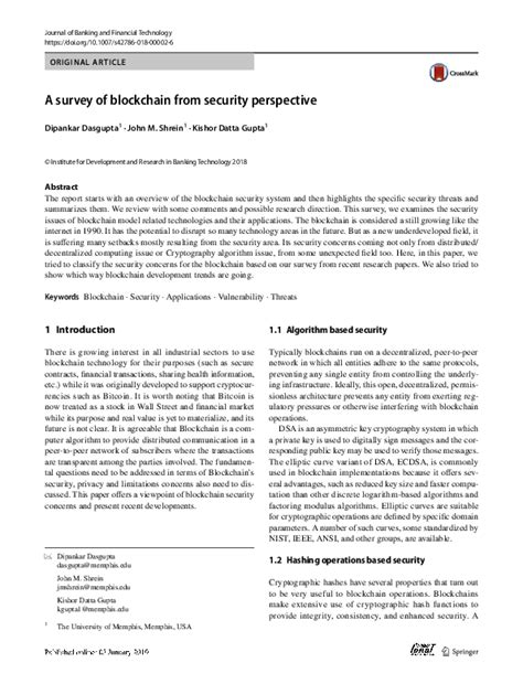 Pdf A Survey Of Blockchain From Security Perspective