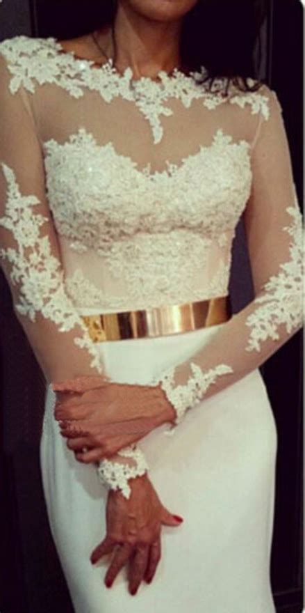 Long Sleeve Boat Neck Lace Beaded Mermaid Ivory Simple Elegant Wedding Dress Evening Dresses On