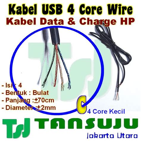 Jual Kabel Usb Bulat Hitam 4 Core Wire 4p 2 Core Wire 2p Cable Data