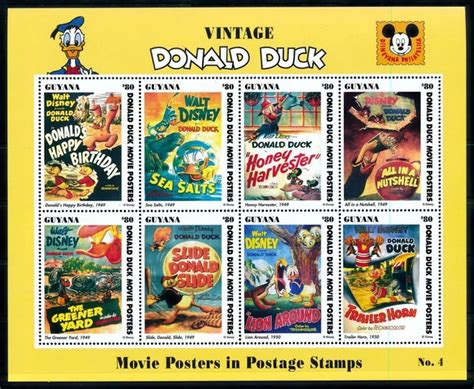 78949 Guyana 1993 Disney Movie Posters Donald Duck Sheet Mnh £518