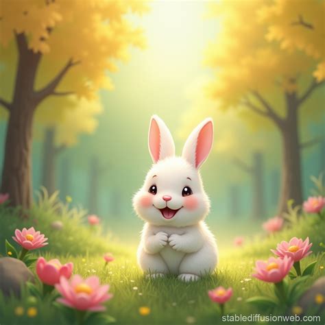 Happy Bunny In Colorful Forest Stable Diffusion Online