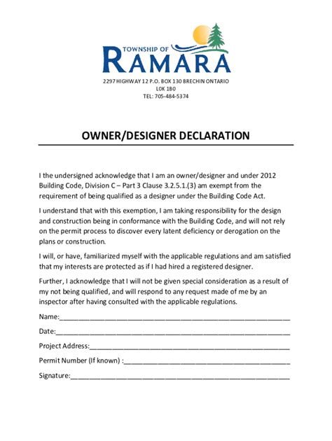 Fillable Online Owner Designer Declaration Updateddocx Fax Email Print
