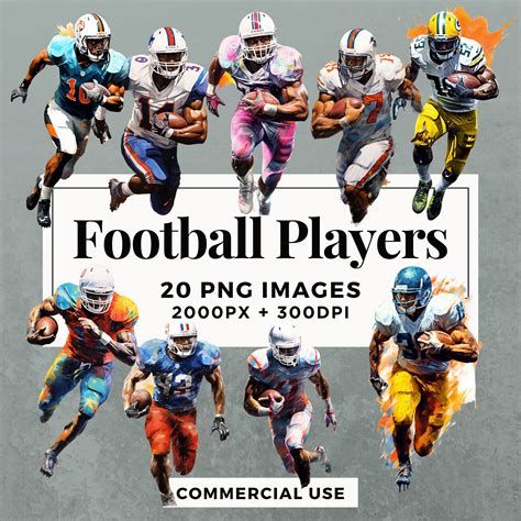 20 Football Players Clipart Pack Instant Download 20 Football Player