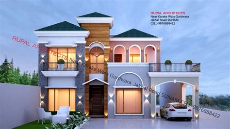 Classical Elevation Duplex House Plan