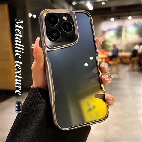 Ốp Điện Thoại acrylic Mạ Kim Loại Chống Sốc Bảo Vệ Toàn Diện Cho iPhone 15 14 13 12 Pro Max Plus