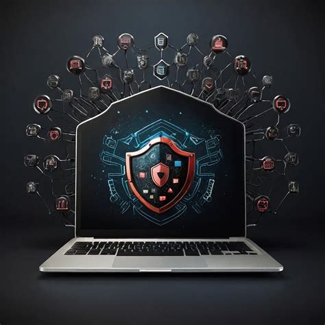 Laptop Shield Cybersecurity Premium Ai Generated Image