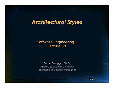 Archi Styles Architectural Styles Bernd Bruegge Ph Applied Software