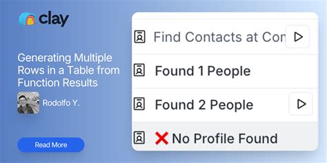 Generating Multiple Rows In A Table From Function Results Clay