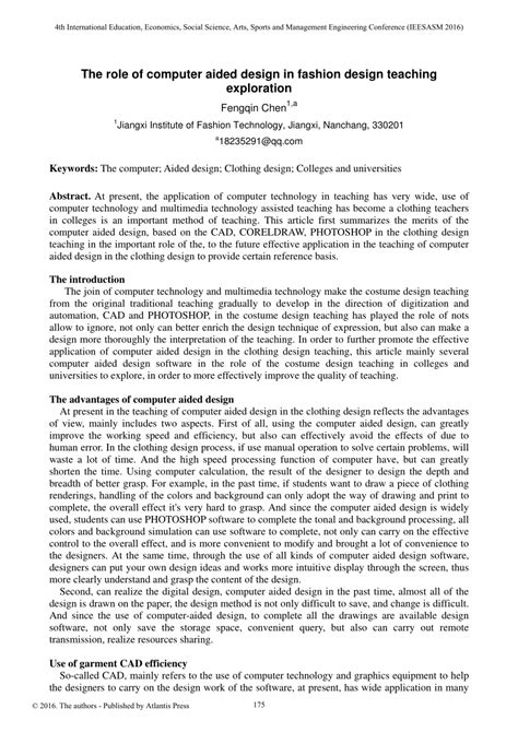 PDF The Role Of Computer Aided Design In Fashion Design Teaching Exploration