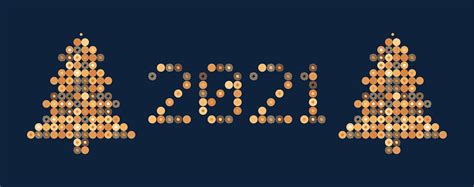 새해 복 많은 새해 2021 벡터 서클 픽셀 아트 타이포그래피 나무와 휴일 인사말 카드 일러스트 스트립 원 점의 편지 전자 점수판과 같은 기하학적 새해 포스터 12월 31
