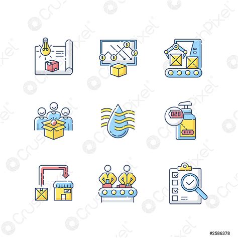 Manufacturing Process RGB Color Icons Set Stock Vector Crushpixel