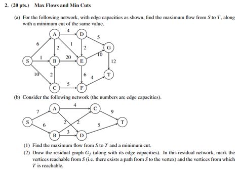 Solved Pts Max Flows And Min Cuts A For The Chegg