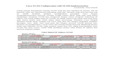 Download Pdf Cisco Vlan Configuration With Vlsm Implementation · Pdf