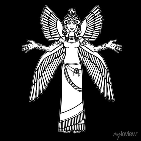 Vector Illustration The Stylized Goddess Ishtar Character Of Pinturas