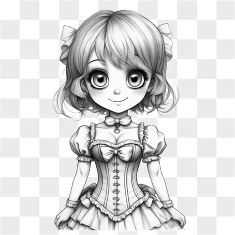 Descarga Lindo Personaje De Anime En Vestido Elegante Bocetos En Línea Creative Fabrica