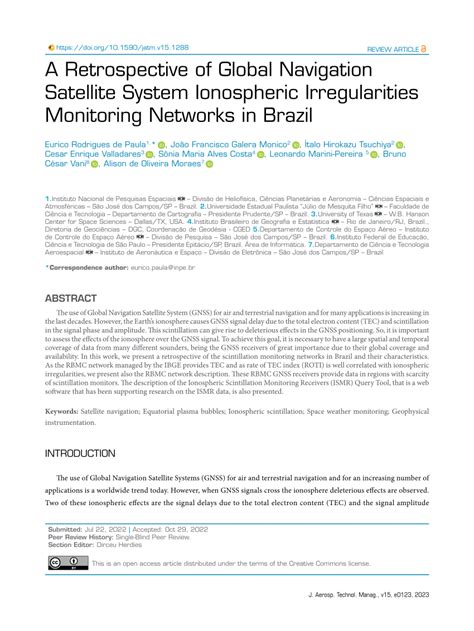 Pdf A Retrospective Of Global Navigation Satellite System Ionospheric