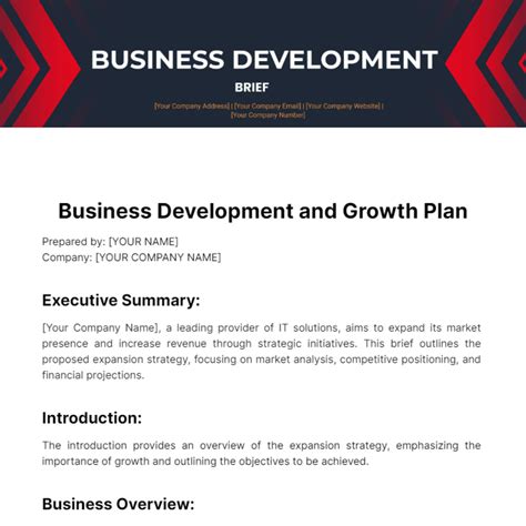 Free Business Development Brief Template To Edit Online