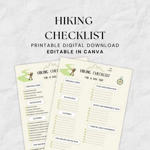 Day Hike Essentials Checklist Printable Hiking Checklist To Do List Checklist Hiking