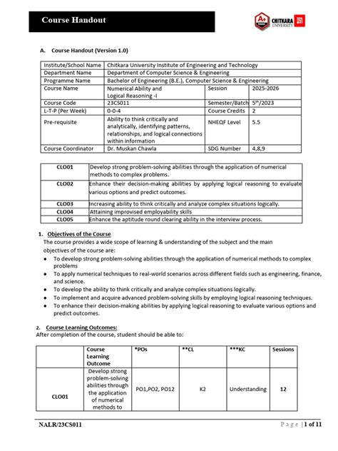 Numerical Ability And Logical Reasoning I Pdf Verb Subject