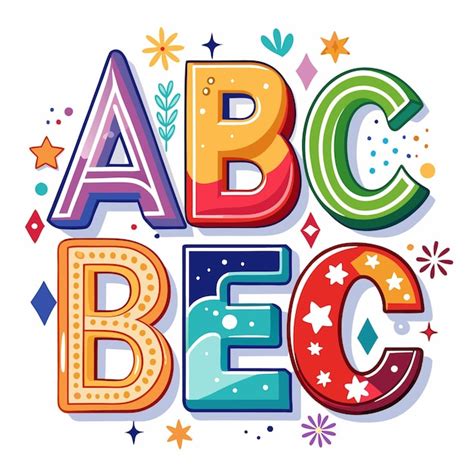 Letras Coloridas Do Alfabeto Com Elementos Decorativos Vetor Premium