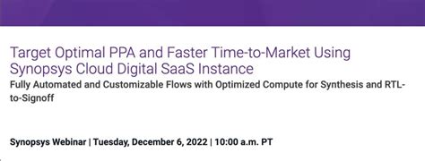 Target Optimal PPA And Faster Time To Market Using Synopsys Cloud