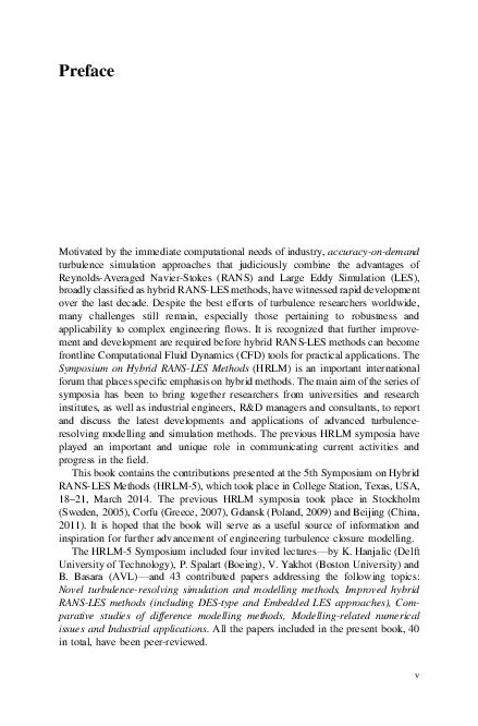 Pdf Progress In Hybrid Rans Les Modelling