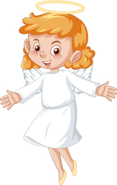 Cute Angel Cartoon Character In White Dress On White Background 8615086