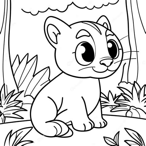 Playful Bagheera In The Jungle Coloring Page 74055 58640