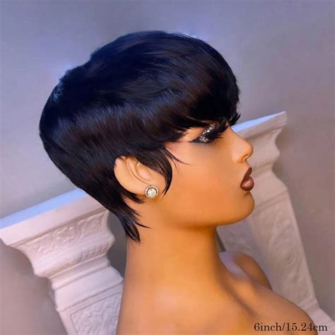 Pelucas Cortas De Corte Pixie Para Peluca De Corte Pixie Con Capas Cortas De Cabello Humano