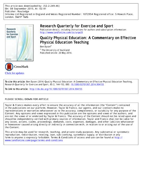 Pdf Quality Physical Education A Commentary On Effective Physical Education Teaching