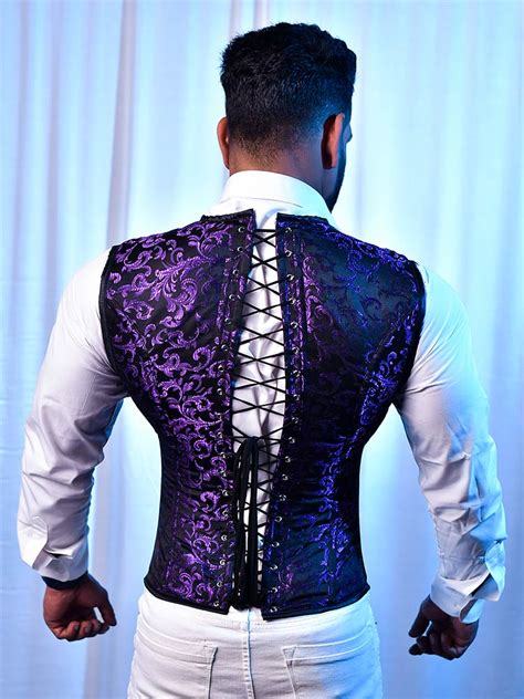 Men Corset Vest Brocade Vest Corset