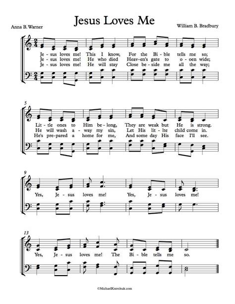 Free Choir Sheet Music Jesus Loves Me Michael Kravchuk