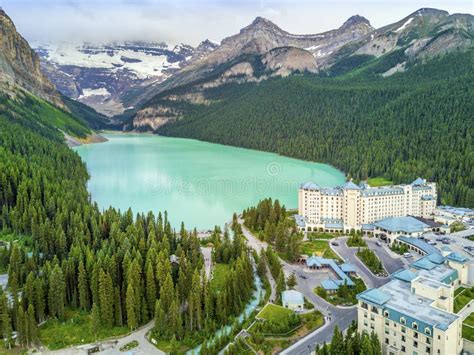 Turquoise Louise Lake In Banff National Park Alberta Canada Stock