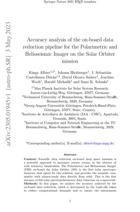 Pdf Accuracy Analysis Of The On Board Data Reduction Pipeline For The