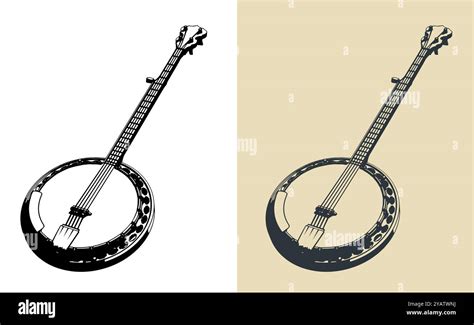 Stylized Vector Illustrations Of A Banjo Stock Vector Image Art Alamy
