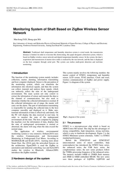 Pdf Monitoring System Of Shaft Based On Zigbee Wireless Sensor Network