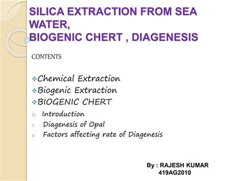 Silica Extraction From Sea Water Ppt