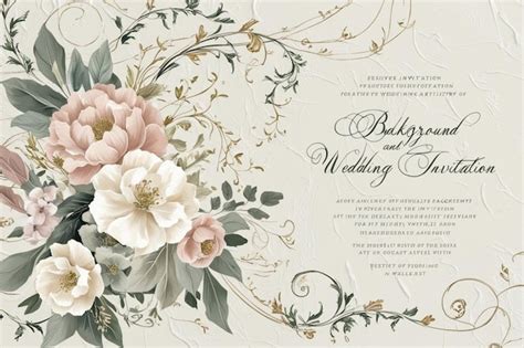 Gorgeous Floral Wedding Card Background With Elegant Space Premium Ai