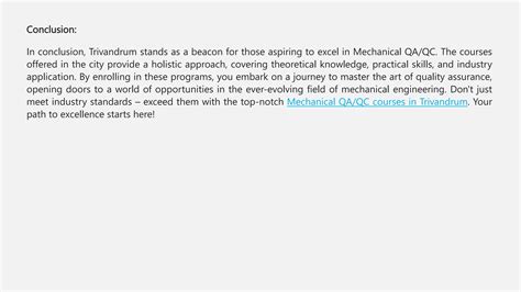 Mechanical QA QC Courses In Trivandrum PPT