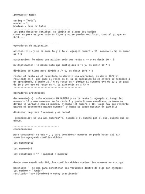 Apuntes De Js Parte Pdf Html Constructor Programación