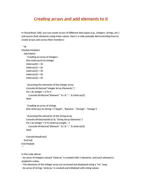 Arrays In Vb Pdf