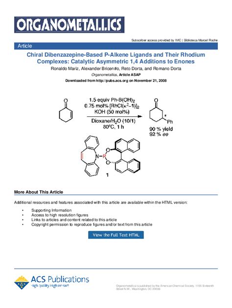 Pdf Chiral Dibenzazepine Based P Alkene Ligands And Their Rhodium