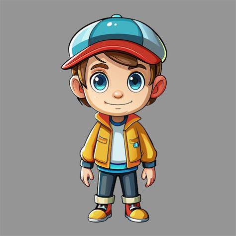 мультфильм мальчика с шапкой и шапкой Премиум векторы