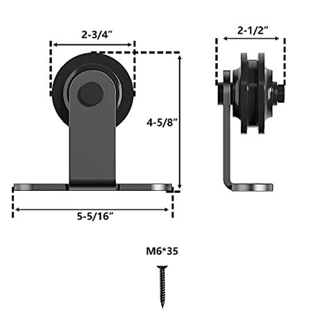 Skysen Sliding Barn Door Hardware Roller Set Black T Shape Roller Set