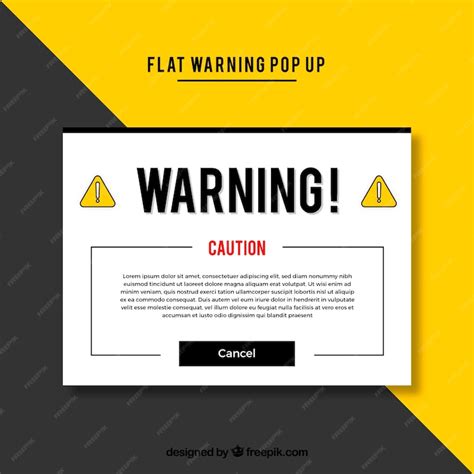 Premium Vector Warning Pop Up Template With Flat Design