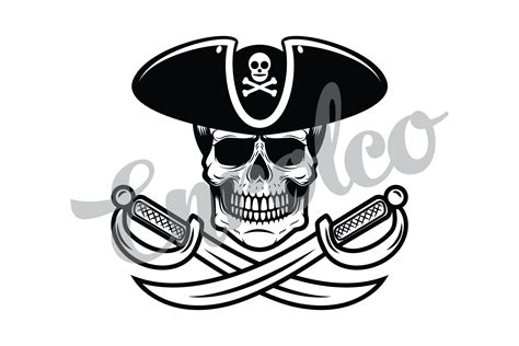 Pirate Captain Skull Halloween Afbeelding Door Enrolco · Creative Fabrica