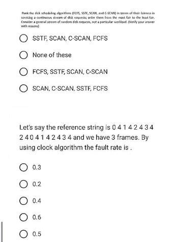 Answered Rank The Disk Scheduling Algorithms Fcfs Sstf Scan And C