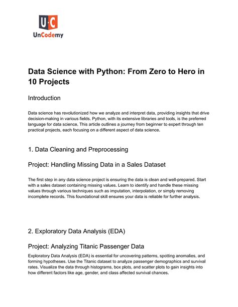 Data Science With Python From Zero To Hero In 10 Projects Pdf