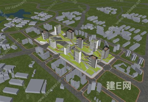 现代办公楼建筑鸟瞰 商业楼综合体建筑鸟瞰模型su模型下载 Id113529816 建e室内设计网